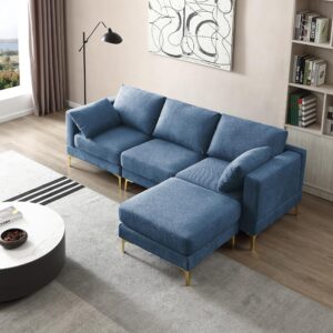 eafurn modular sectional sofa with reversible chaise lounge and moveable ottoman,free combination l shaped convertible couch,3 seat upholstered sofa & couch for living room,office