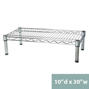 Shelving Inc. 10" d x 30" w x 6" h Chrome Wire Shelving with 1 Tier Shelf, Weight Capacity 800lbs Per Shelf