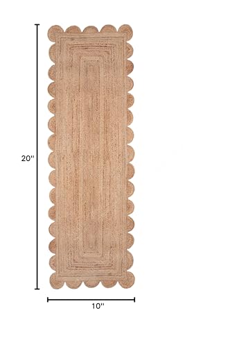 2x3, 2x4, 2x5, 2x6 Ft, Jute Rug - Natural Scalloped Rug, Bohemian Scalloped Rug, Scalloped Jute Rug, Natural Jute Rug, Jute Scallop Rug, Area Rug (2x5 Ft, Area Rug)