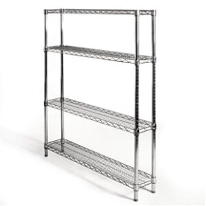 shelving inc. 10" d x 36" w x 72" h chrome wire shelving with 4 tier shelves, weight capacity 800lbs per shelf