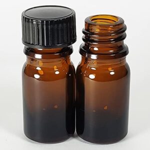 PIPIBA 48Pack 1/6 oz(5ml) glass bottle. Essential oil bottle with lid. For Perfume, Aromatherapy, Lab Refillable Sample Vials (Amber)