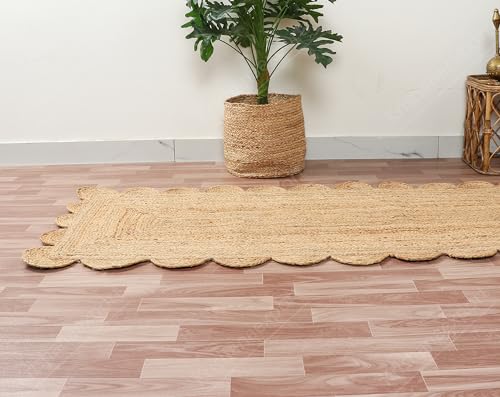 2x3, 2x4, 2x5, 2x6 Ft, Jute Rug - Natural Scalloped Rug, Bohemian Scalloped Rug, Scalloped Jute Rug, Natural Jute Rug, Jute Scallop Rug, Area Rug (2x5 Ft, Area Rug)