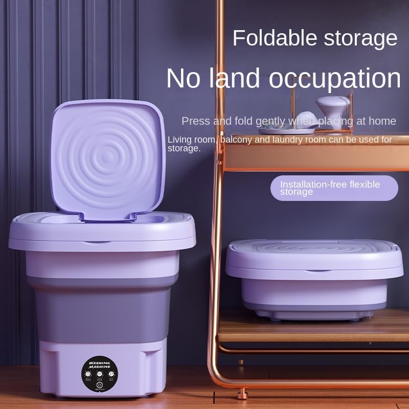 Mini Folding Washing Machine, 8L large-Portable Capacity Dryer. The Deep Cleaning of underwear, Baby Clothes and other small clothes is suitable for travel and dormitory (Touch Screen Control)