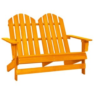 vidaxl solid wood fir 2-seater patio adirondack chair in vibrant orange - weather-resistant and comfortable for outdoor relaxation