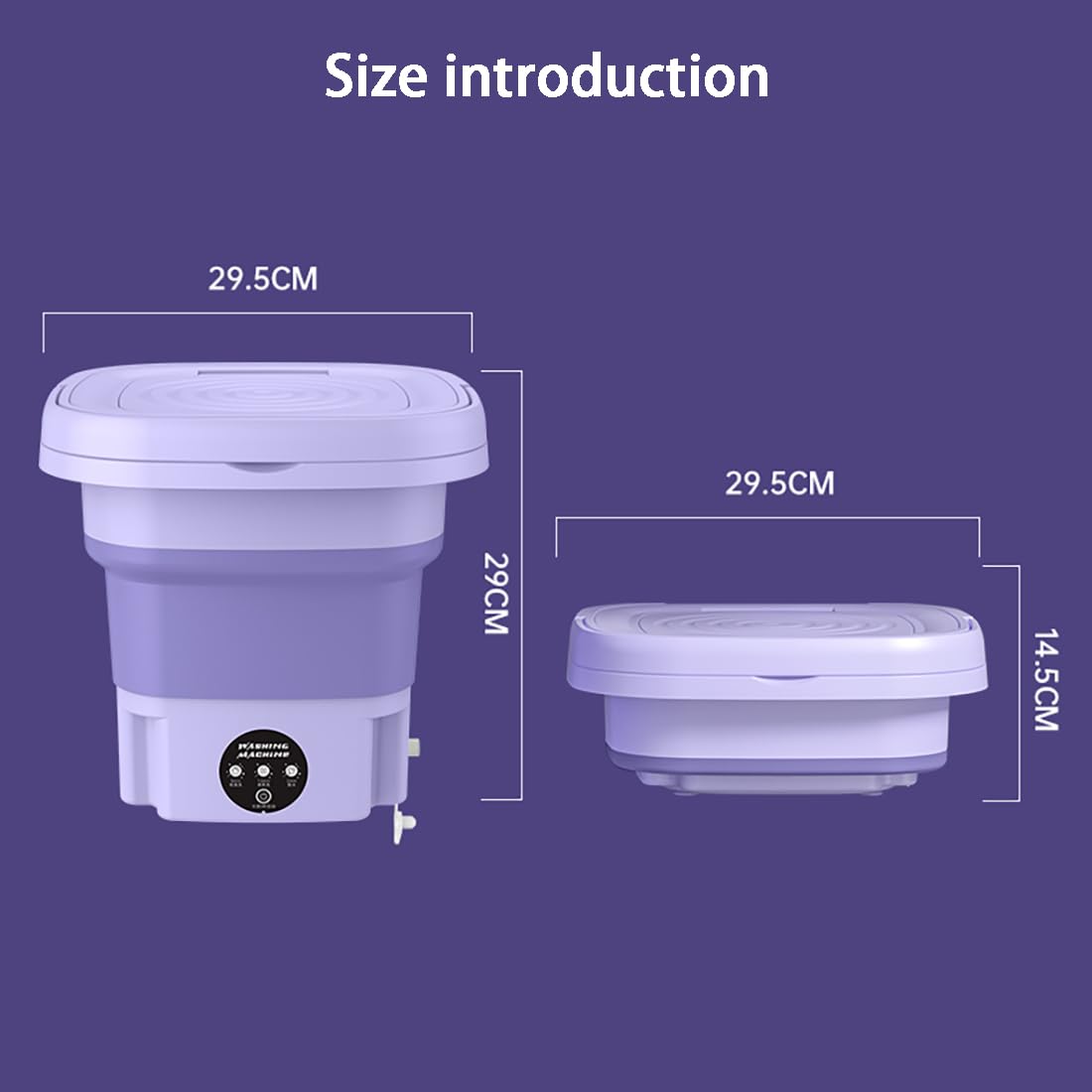 Mini Folding Washing Machine, 8L large-Portable Capacity Dryer. The Deep Cleaning of underwear, Baby Clothes and other small clothes is suitable for travel and dormitory (Touch Screen Control)