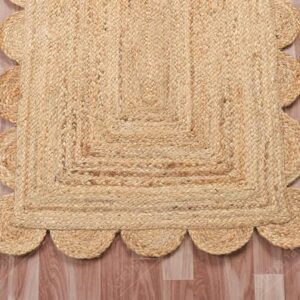 2x3, 2x4, 2x5, 2x6 Ft, Jute Rug - Natural Scalloped Rug, Bohemian Scalloped Rug, Scalloped Jute Rug, Natural Jute Rug, Jute Scallop Rug, Area Rug (2x5 Ft, Area Rug)