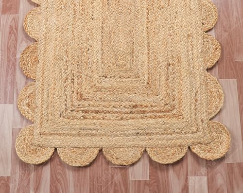 2x3, 2x4, 2x5, 2x6 Ft, Jute Rug - Natural Scalloped Rug, Bohemian Scalloped Rug, Scalloped Jute Rug, Natural Jute Rug, Jute Scallop Rug, Area Rug (2x5 Ft, Area Rug)