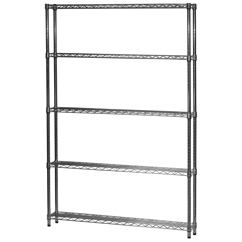 Shelving Inc. 10" d x 48" w x 64" h Chrome Wire Shelving with 5 Tier Shelves, Weight Capacity 800lbs Per Shelf