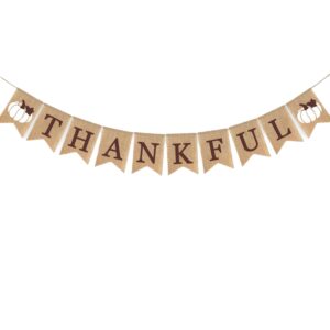 thankful banner holiday decorations fall mantel garland rustic harvest autumn white pumpkin