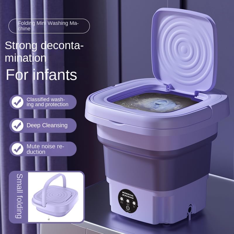 Mini Folding Washing Machine, 8L large-Portable Capacity Dryer. The Deep Cleaning of underwear, Baby Clothes and other small clothes is suitable for travel and dormitory (Touch Screen Control)