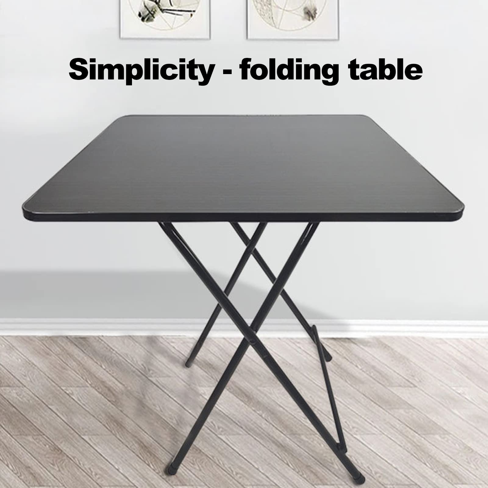 HEVIRGO Foldable Square Table Dinner Table Office Table Portable Square Table with Foldable Legs Indoor/Outdoor, 4 People Commercial/Household(Shipped from The United States) Black