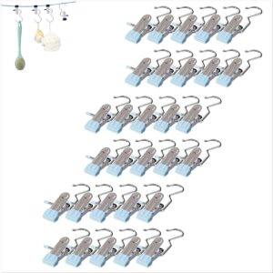 anti-rust clip space-saving clothespin hat pants storage hanging travel hook,laundry hanging hooks with clips boot hanger heavy duty clothes pins,portable multifunctional clip (30pcs, blue)