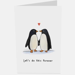 CENTRAL 23 Popup Cards For Fiance - Penguin Engagement Card 3D - Love Pop Up Card For Girlfriend Boyfriend - Anniversary Valentines - Penguin Gifts For Him Her - Wedding Cards For Bride Groom