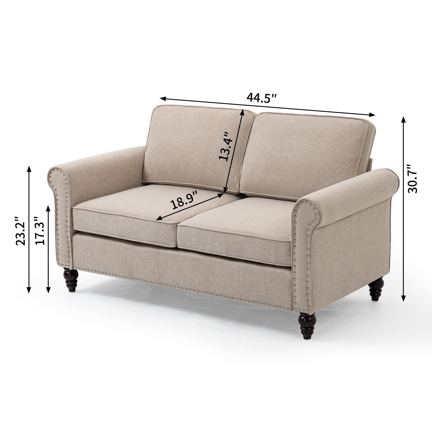 MEETFAV 45 Inch Mid-Century Modern 2-Seater Loveseat Sofa Couch - Button Tufted, Cozy and Soft for Living Room, Bedroom, Gaming, Lounging - Ideal for Small Apartments and Sleepovers