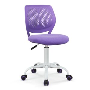 giantex kids desk chair, children armless study chair with adjustable height, ergonomic kids office chair with wheels, rolling swivel mesh task desk chair for girls boys teens, purple