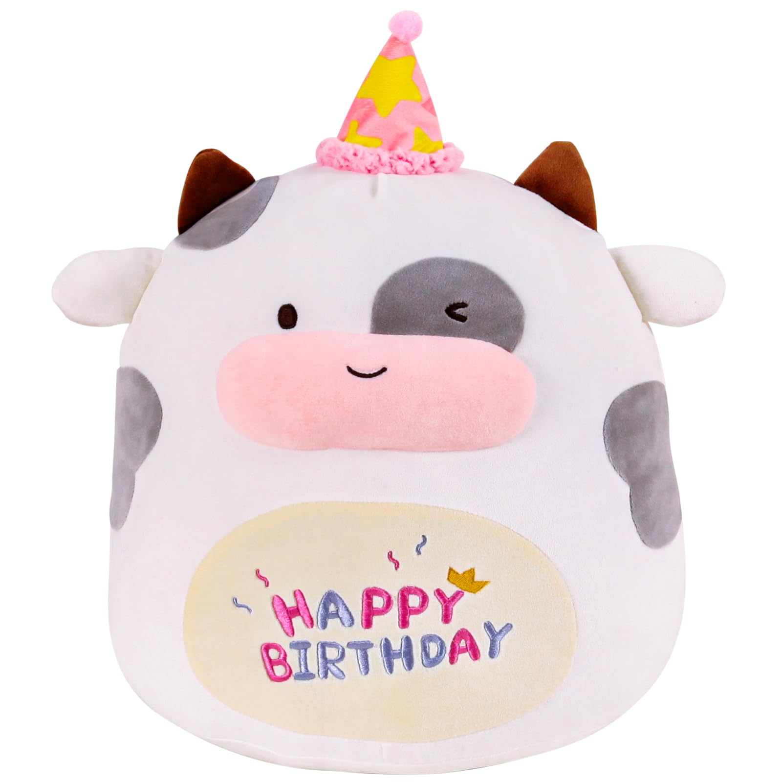 HAIJUNYA 16" Cow Plush Toy Cute Cow Stuffed Animals Soft Pillow Plushies Kawaii Cow Plushie for Girls Boys Kids Birthday Gifts Decor, Halloween, Christmas, Thanksgiving