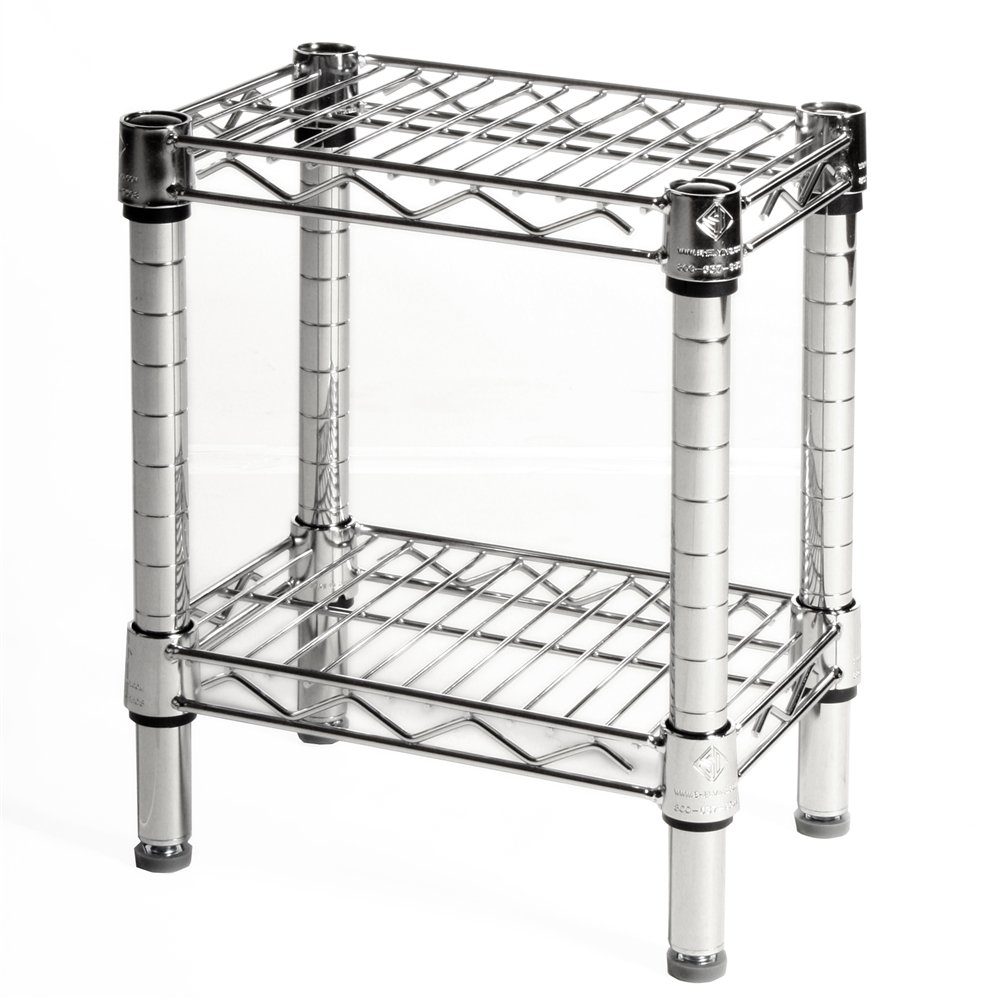 Shelving Inc. 10" d x 30" w x 14" h Chrome Wire Shelving with 2 Tier Shelves, Weight Capacity 800lbs Per Shelf