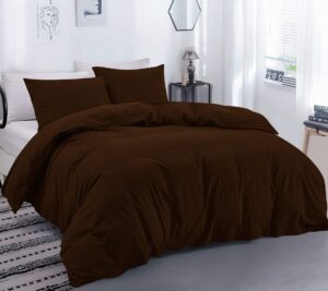 rich home 3 piece cotton duvet cover alaskan king 132x120 brown solid duvet cover set zipper & closure