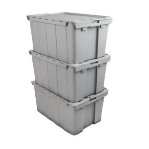 cx 26-gallon heavy duty tough storage container with flip lid, (15.3”h x 19.2”w x 28.4”d), weather-resistant design and stackable organization tote [3 pack]