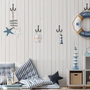 HomeHand Nautical Anchor Cast Iron Black Wall Hook Coat Hooks Bathroom Towel Keys Hooks Screws Included (3 PCS)