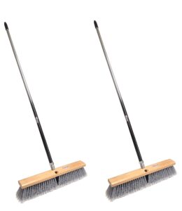 american select tubing pbma18004-2 18" multi-surface push broom with silver/black handle (2 pack)