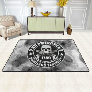 2nd amendment skull area rug living room bedroom kitchen sofa bedside carpet floor mats 36"x24"