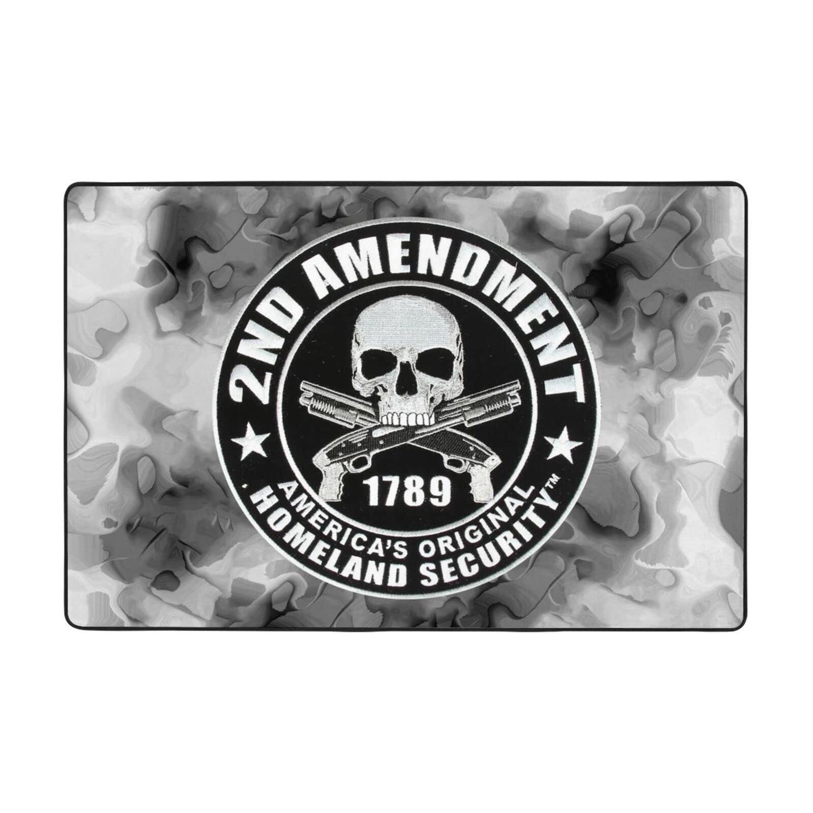 2nd Amendment Skull Area Rug Living Room Bedroom Kitchen Sofa Bedside Carpet Floor Mats 36"X24"