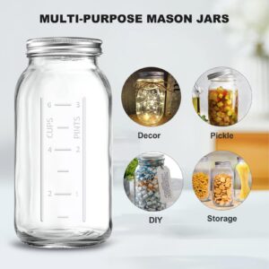 Xylanor 64 OZ Wide Mouth Mason Jars with Lids, Heavy Duty Glass Airtight Storage Canning Jar and Band Half Gallon / 2 Quart, Set of 3