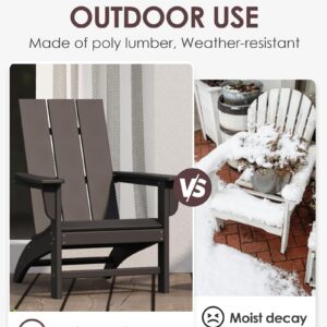 Poly Lumber Adirondack Chairs Set of 2, All-Weather Resistant Outdoor Patio Chairs, Look Like Wood, Pre-Assembled Outdoor Fire Pit Chair for Pool, Deck, Backyard, Garden, Black