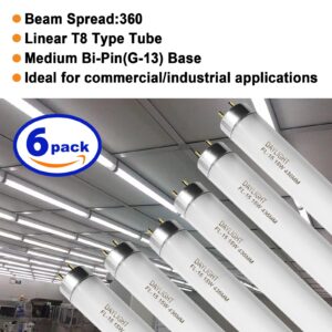 F15T8/DL 18 Inches T8 15 Watt Fluorescent Tube Compatible for Sylvania GE Eiko F15/T8/D Daylight 6500K G13 Bi-Pin Base 6 Count