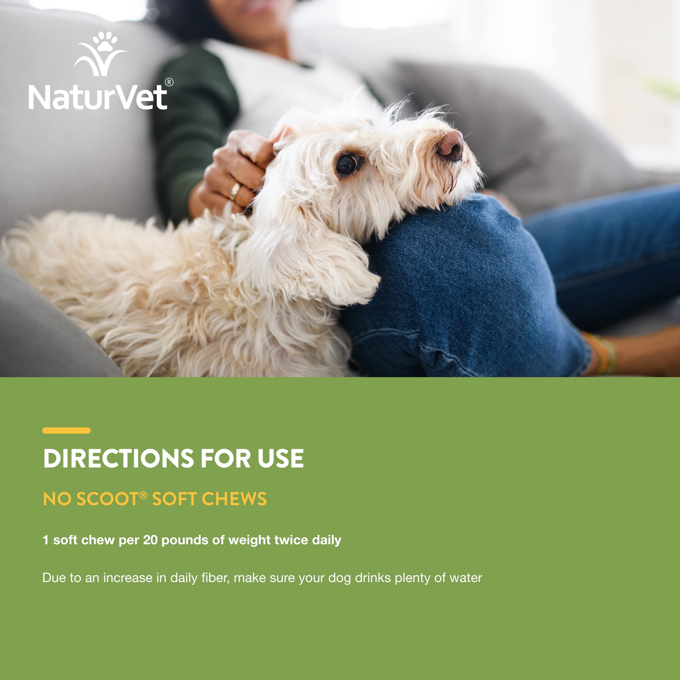 NaturVet - No Scoot for Dogs - 60 Soft Chews - Supports Healthy Anal Gland & Bowel Function & Stool Ease for Dogs – 40 Soft Chews – Helps Maintain Regular Bowel Movements