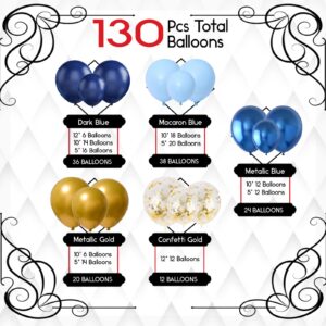 Archloon Blue Balloon Arch Kit, 134pcs Blue Balloon Garland Kit with Metallic, Macaron blue Balloons and Gold Confetti Balloons Arch Kit for Birthday, Wedding, Bridal and Baby Shower.