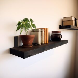 consdan stonecreek floating shelves, solid paulownia wood, burnt wood light weight, wall shelves for bedroom, bathroom, living room, kitchen, 24x7.5x1.5 in