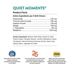 NaturVet Quiet Moments Senior Wellness Calming Aid Dog Supplement, Helps Promote Relaxation, Reduce Stress, Storm Anxiety, Motion Sickness for Dogs & Quiet Moments Calming Aid Dog Supplement – 65 Ct.