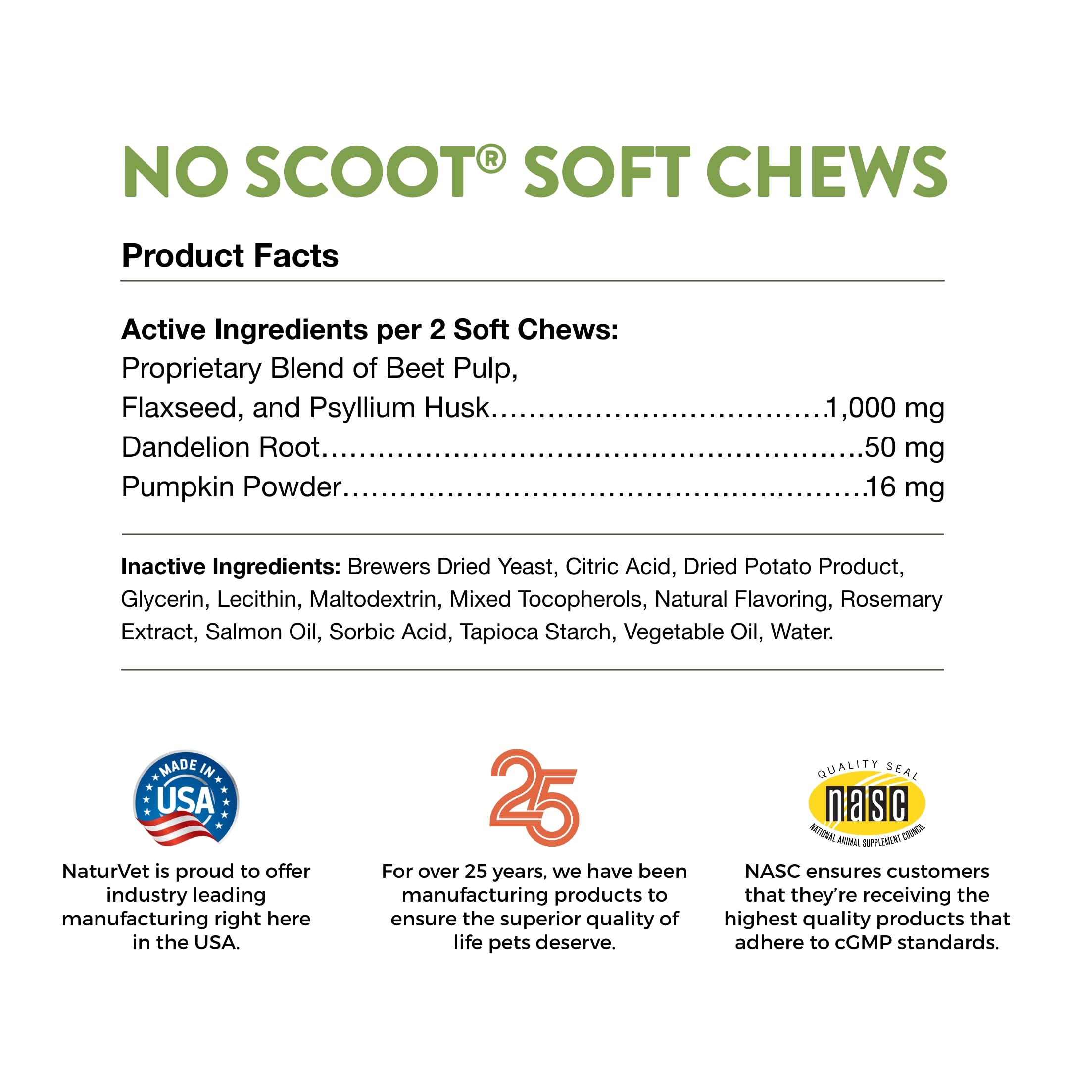 NaturVet - No Scoot for Dogs - 60 Soft Chews - Supports Healthy Anal Gland & Bowel Function & Stool Ease for Dogs – 40 Soft Chews – Helps Maintain Regular Bowel Movements