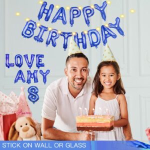 [85 PCS] Personalized Name Happy Birthday Balloons Letters Kit, DIY Custom Name Birthday Banner, 2 Sets A- Z & 0-9 16'' Letters and Numbers with 2 LED Light for Birthday Party Decorations (Blue)