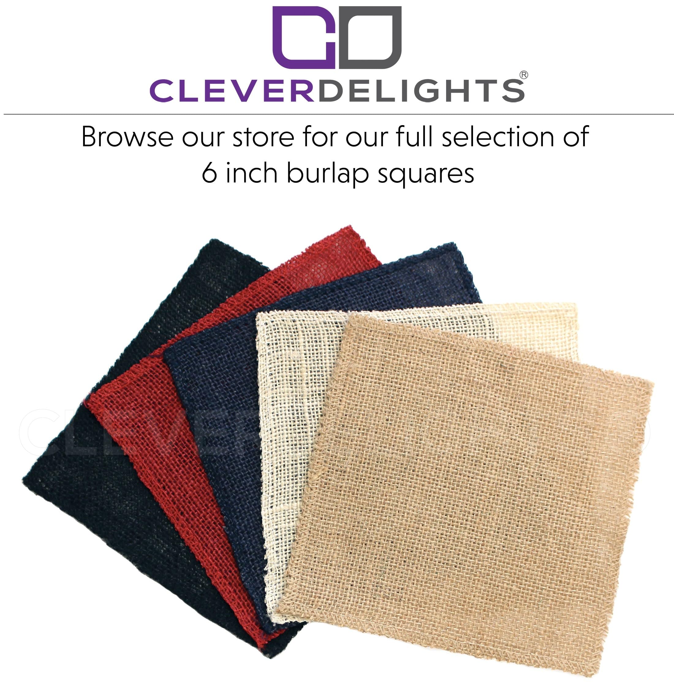 CleverDelights 6 Inch Black Burlap Squares - 12 Pack - Jute Burlap Fabric - Finished Edges - 6" x 6"