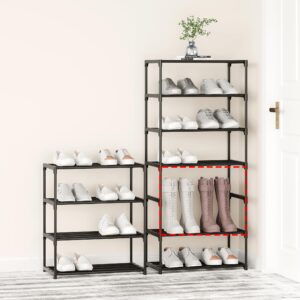 Yegazte Small Metal Shoe Rack,Stackable Shoe Shelf Storage Organizer for Entryway, Hallway and Closet(3-Tier,Black)