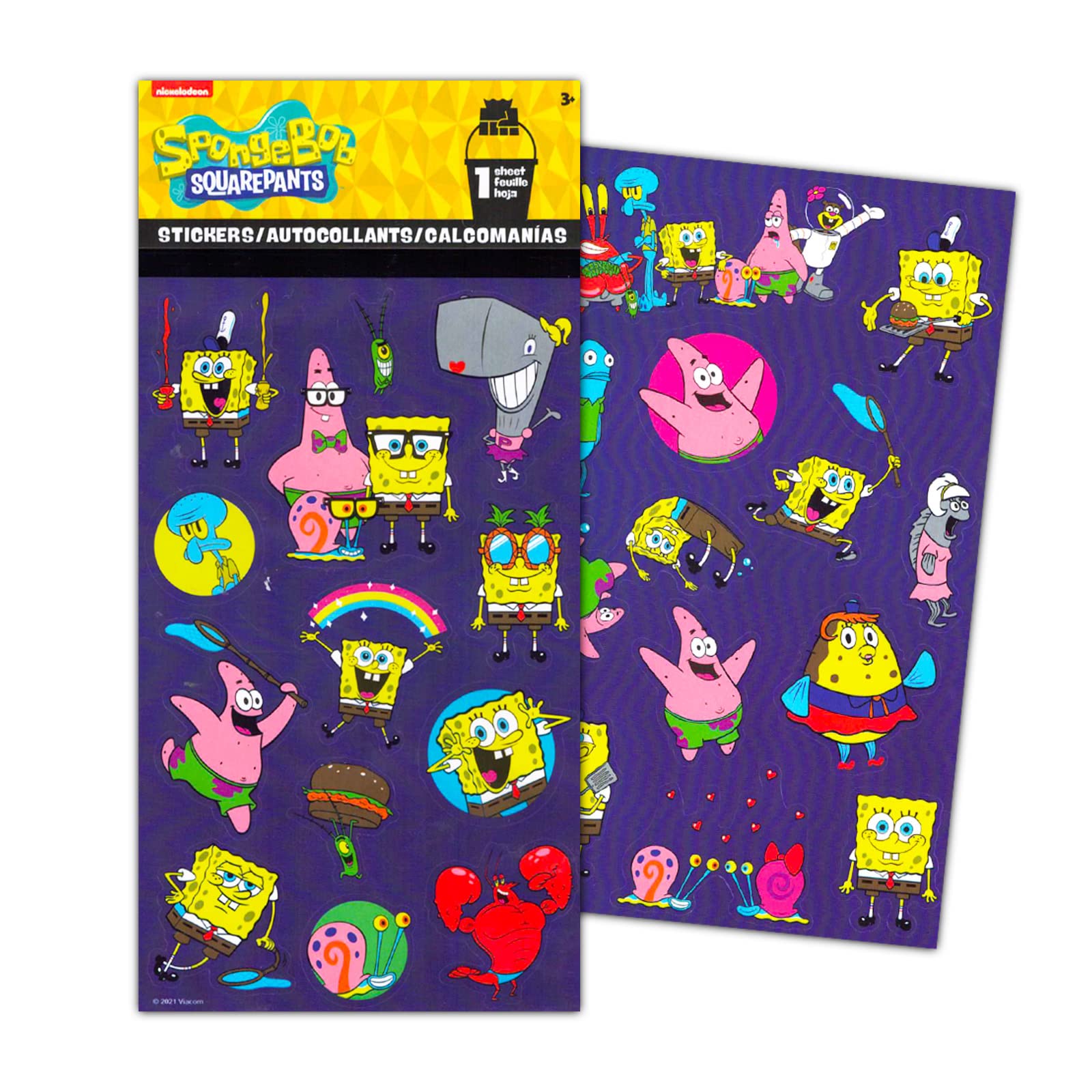 Spongebob Squarepants Kids 16 Oz Reusable Cups - Spongebob Party Favor 6 Piece Bundle with 16 Oz Cup with Lid and Straw Plus Stickers for Boys, Girls | Spongebob Tumbler with Straw