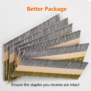 SITLDY 34-30 Degree Framing Nails 4 Sizes (2"+2-1/2"+3.0" Ring+3-1/2" Smooth), D Head Hot Dipped Galvanized Paper Tape Strip Nails, 80 PCS per Size, 320 Count, for 30 to 34 Degree Framing Nailer