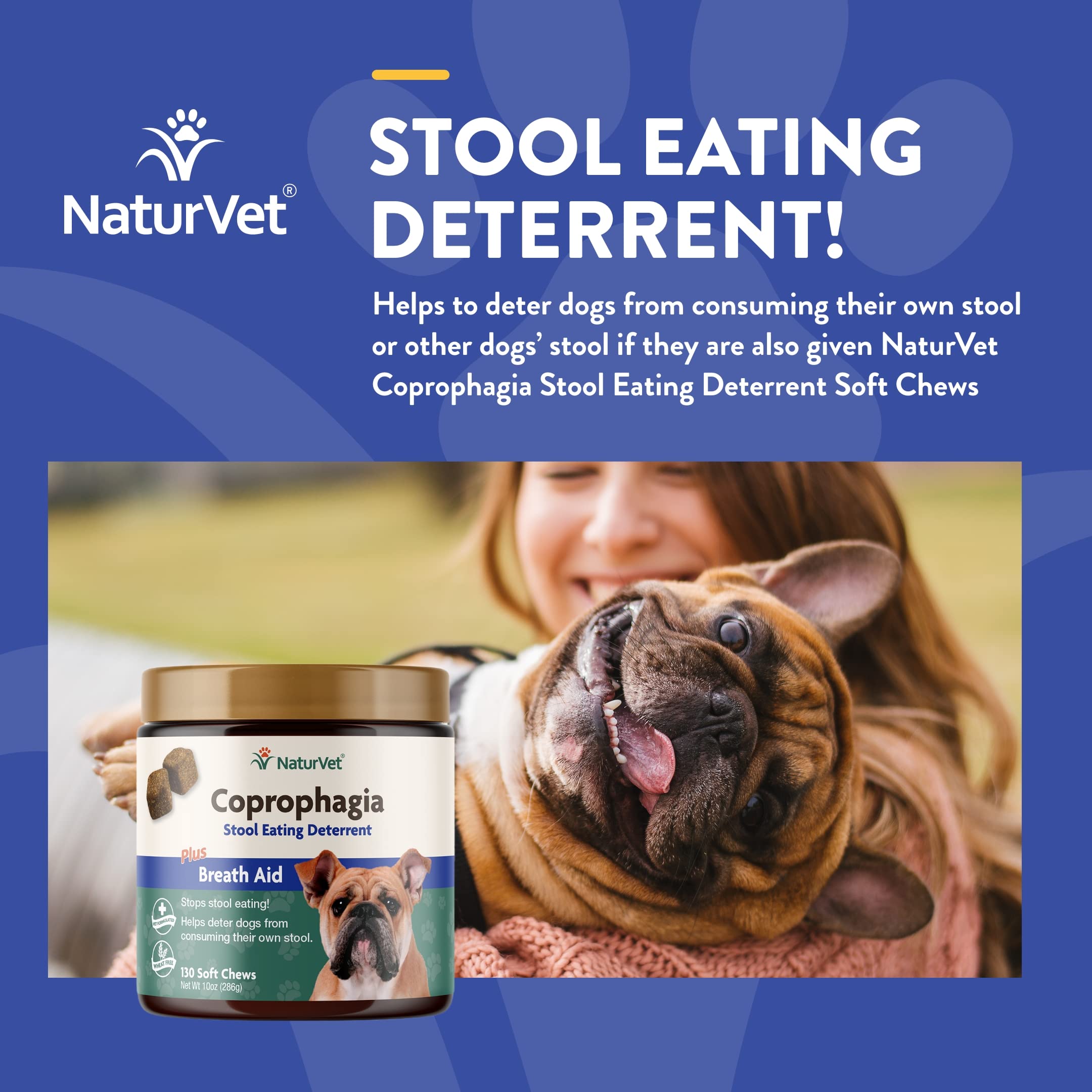 NaturVet – Coprophagia Stool Eating Deterrent – Deters Dogs from Consuming Stool – 130 Soft Chews & No Scoot for Dogs - 120 Soft Chews - Supports Healthy Anal Gland & Bowel Function