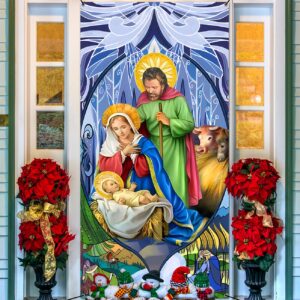 christmas decorations christmas door cover holy nativity christmas door cover manger scene religious xmas front door banner for indoor outdoor christmas holiday party supplies