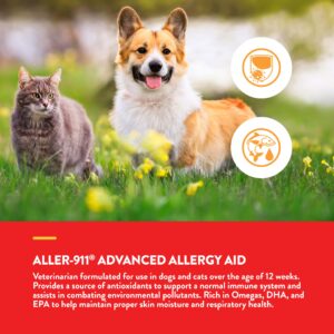 NaturVet Aller-911 Advanced Allergy Aid Formula Powder for Dogs and Cats 9 oz Powder & All-in-One Dog Supplement for Joint Support, Digestion, Skin, Coat Care – Dog Multivitamins – 13-Ounce Powder