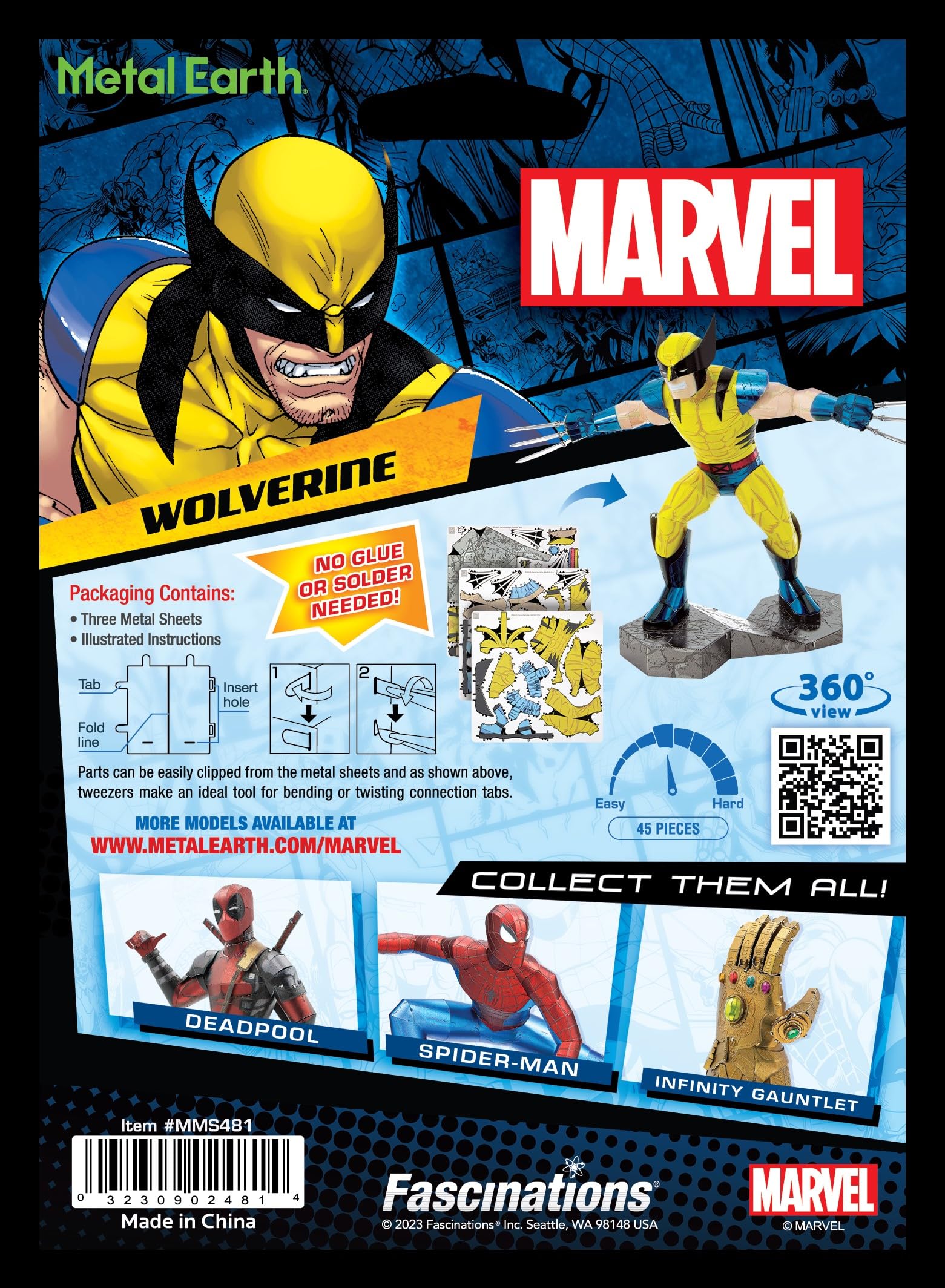 Metal Earth X-Men Wolverine 3D Metal Model Kit Fascinations