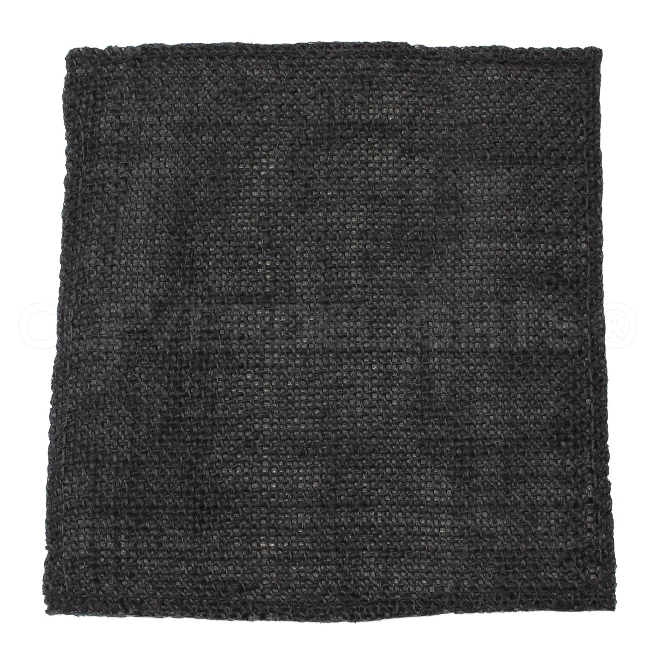 CleverDelights 6 Inch Black Burlap Squares - 12 Pack - Jute Burlap Fabric - Finished Edges - 6" x 6"