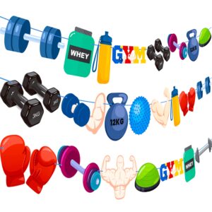 gym party banner cross fit cutout banners 3pcs weight lifting party decorations gym birthday party decoration for fitness theme party supplies