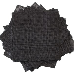 CleverDelights 6 Inch Black Burlap Squares - 12 Pack - Jute Burlap Fabric - Finished Edges - 6" x 6"