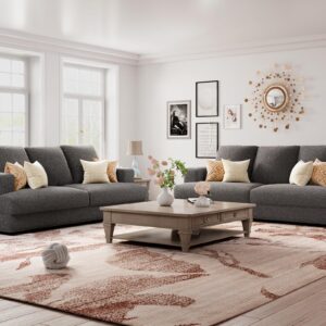 VanAcc Sofa, 3 Seater Comfy Couch Sofa- Extra Deep Seated Oversized Sofa, 97" Contemporary Couches for Living Room, Bedroom and Office (Grey,Bouclé)