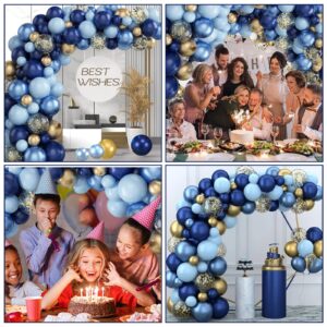 Archloon Blue Balloon Arch Kit, 134pcs Blue Balloon Garland Kit with Metallic, Macaron blue Balloons and Gold Confetti Balloons Arch Kit for Birthday, Wedding, Bridal and Baby Shower.