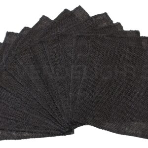 CleverDelights 6 Inch Black Burlap Squares - 12 Pack - Jute Burlap Fabric - Finished Edges - 6" x 6"